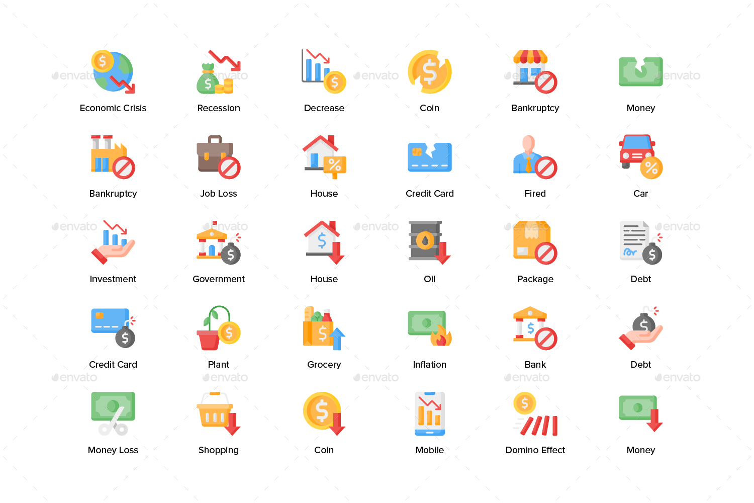 Recession Icons, Icons | GraphicRiver